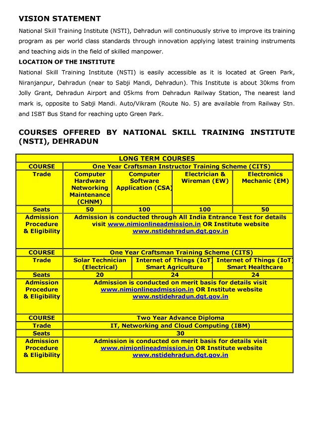 National Skill Training Institute | Dehradun